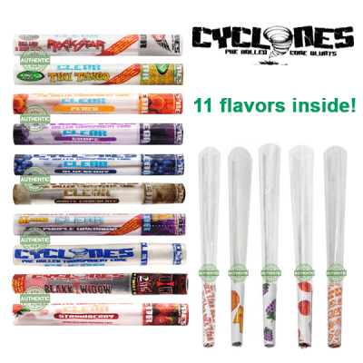 CYCLONES Kingsize Flavoured Clear Transparent Pre-rolled Cones (110mm ...